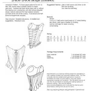 RH833 — Quick Print 1740s-1790s Stays Pattern - Etsy