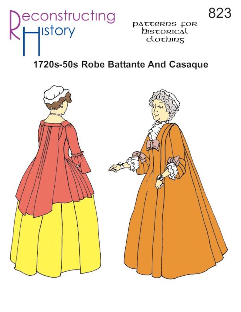 RH823 — Quick Print Wrapper, Robe Battante, and Casaque Colonial Gown ...