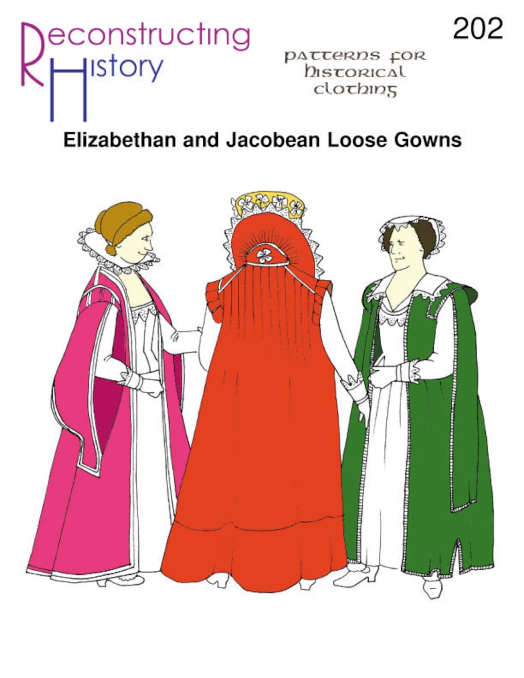 RH202 — Quick Print Elizabethan 16th Century Loose Gowns Pattern - Etsy