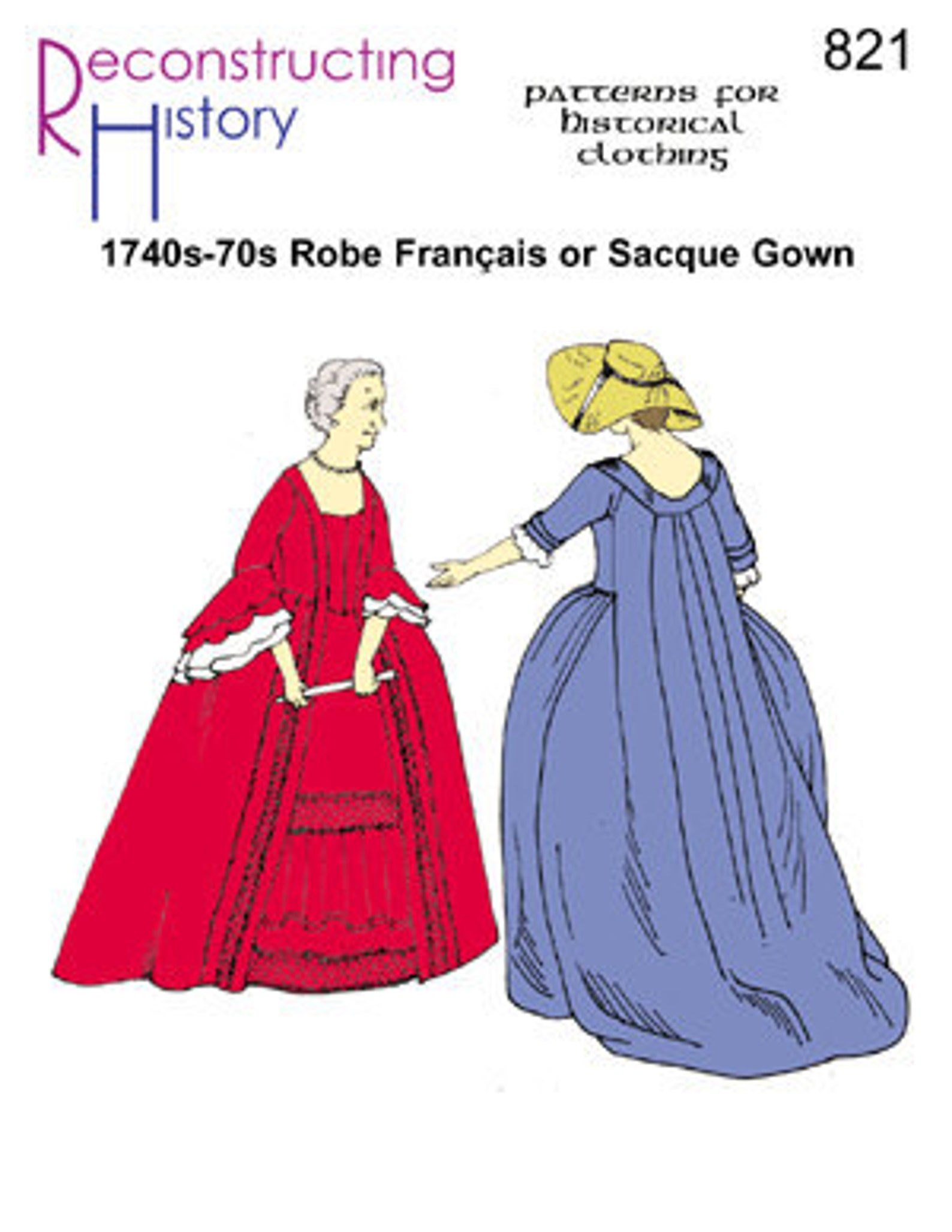 RH821 Quick Print Sacque or Robe Français Georgian Colonial | Etsy