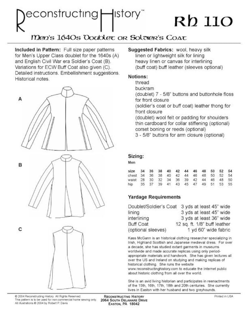 RH110 Quick Print ECW Soldiers Coat Pattern - Etsy