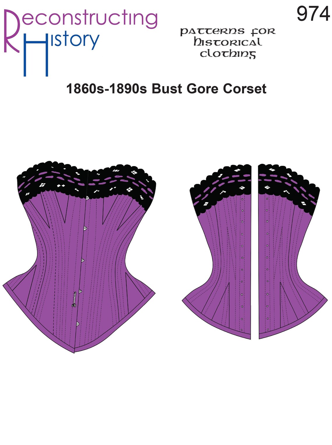 RH974 — Quick Print 1860s-1890s Bust Gore Corset Pattern - Etsy