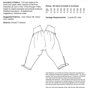 RH812 — Quick Print 1770s-1790s Rev War Fall-front Breeches Pattern - Etsy