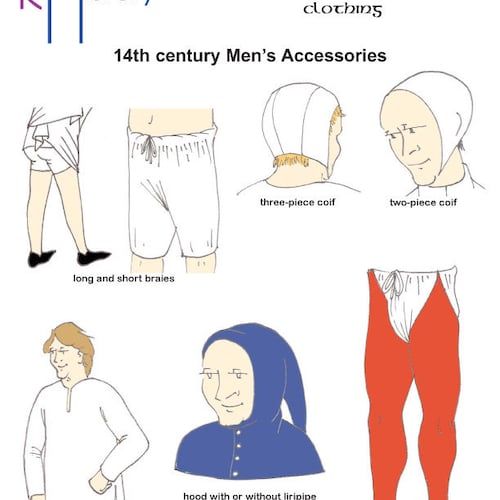 RH024 Quick Print 14th Century Man's Accessories Pattern - Etsy