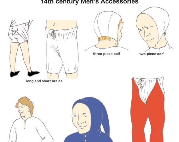 RH024 — Quick Print 14th Century Man's Accessories Pattern - Etsy