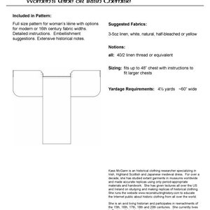 RH302 — Quick Print 16thc Irish Women's Léine Pattern - Etsy