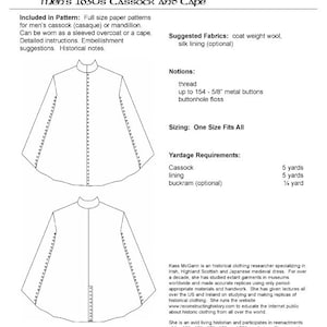 RH107 — Quick Print 17th Century Cassock Pattern - Etsy