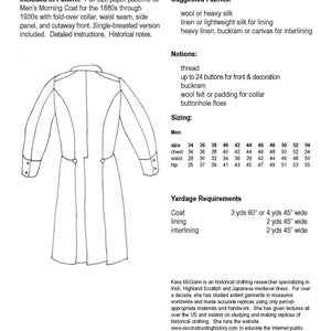RH923 — Quick Print 1880s-1930s Single-breasted Morning Coat Pattern - Etsy