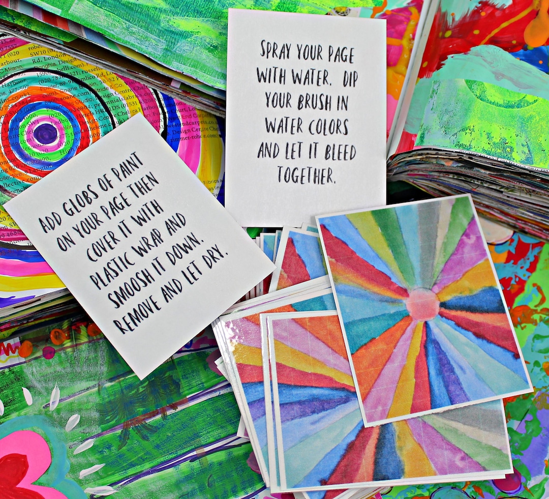 7 Printable Sheets of Art Prompts That Can Be Cut Into 63 Cards With a ...