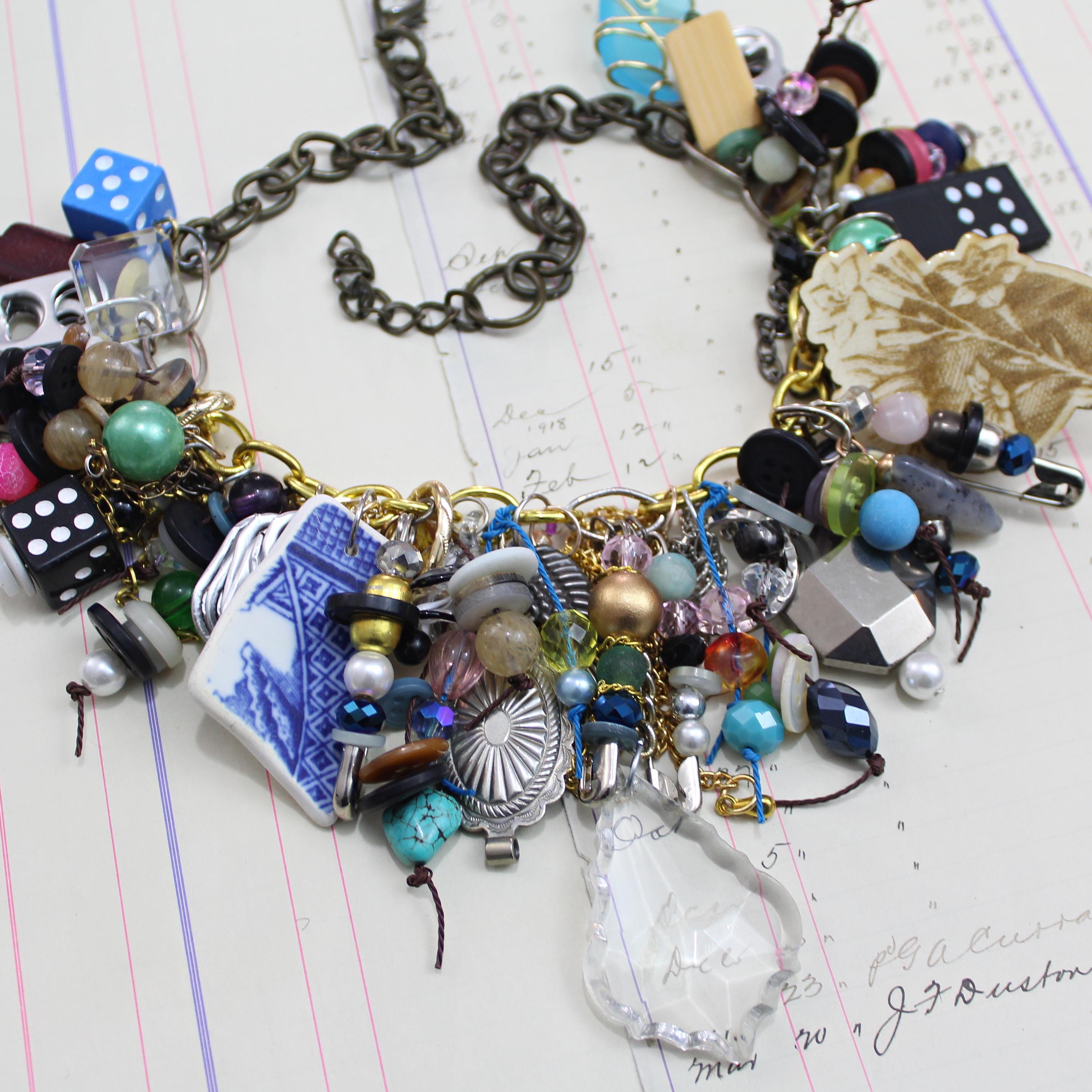 Artful Assemblage (anything & Everything) Statement Necklace Crystal ...