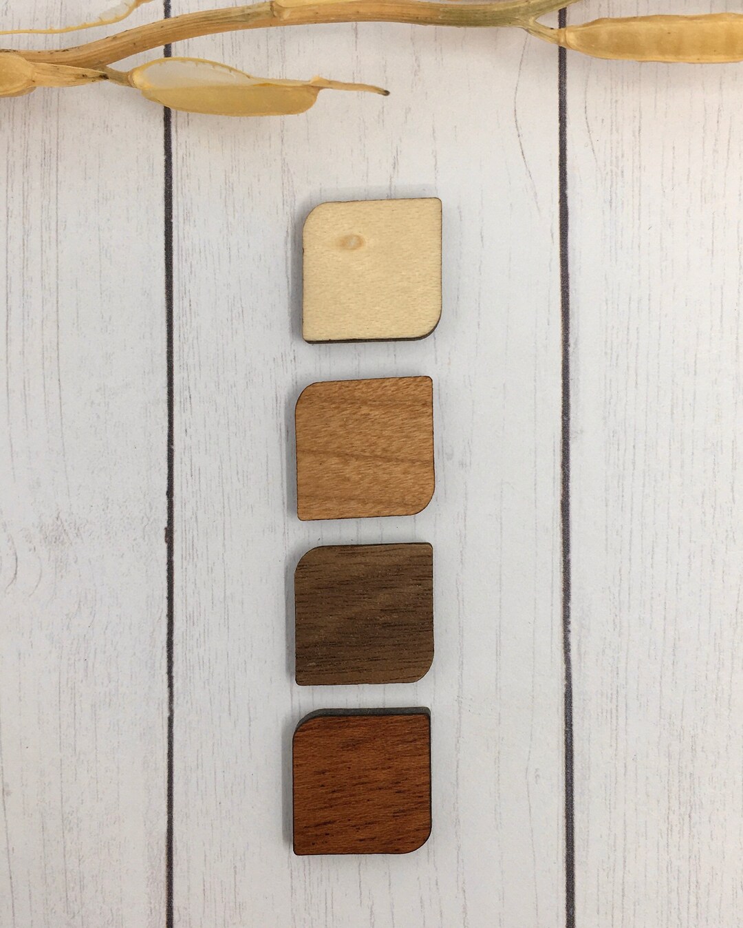 0.60 Inch Square With 2 Rounded Corners Stud - Finished Wood - Jewelry ...