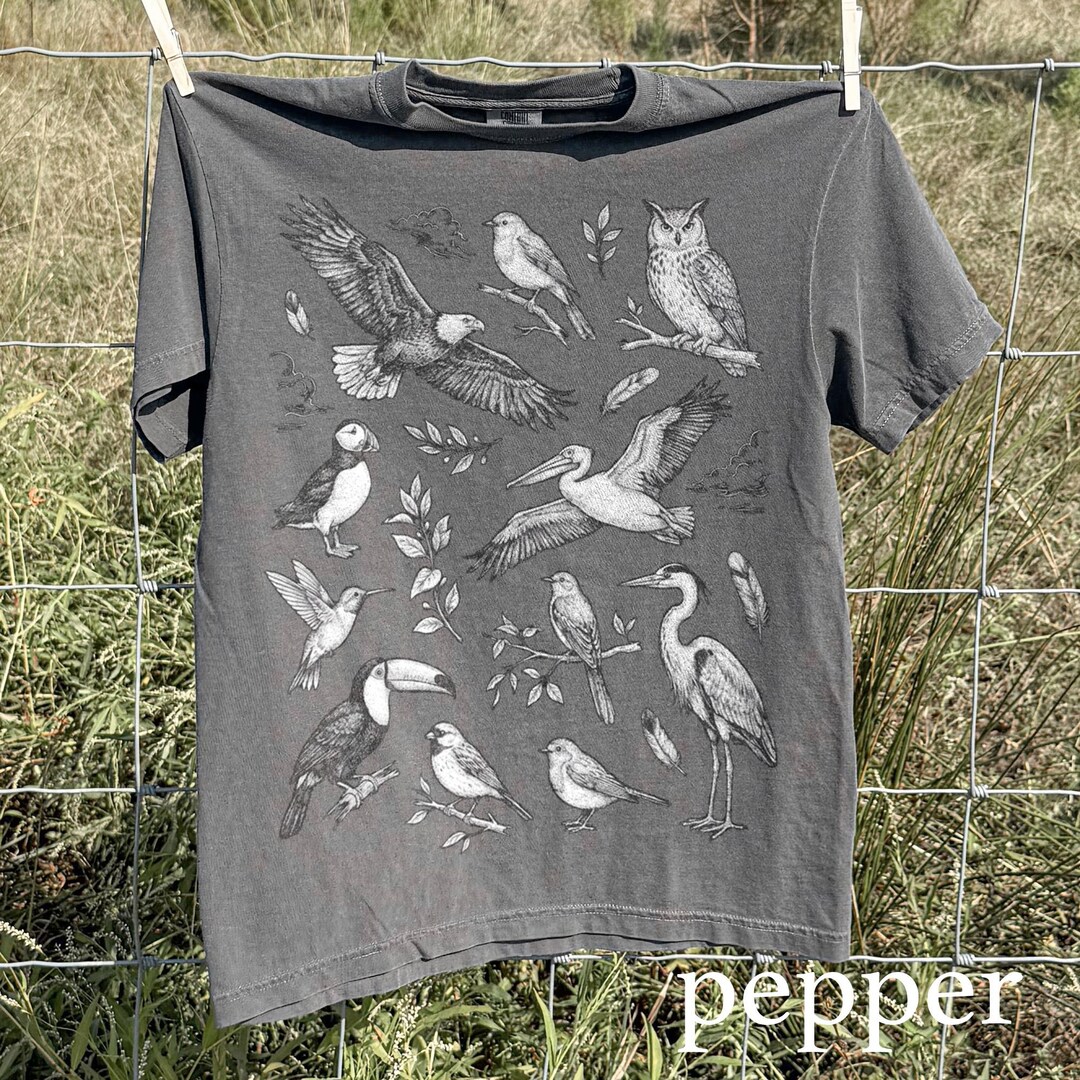Vintage Bird Illustration Shirt, Nature Bird Graphic Tee, Comfort ...