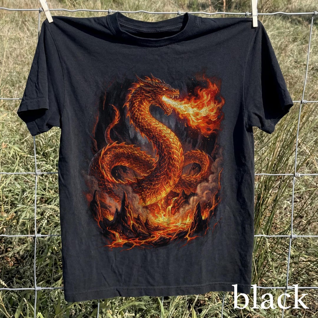 Retro Dragon Graphic Tee, Fantasy Creature, Comfort Colors® Graphic ...
