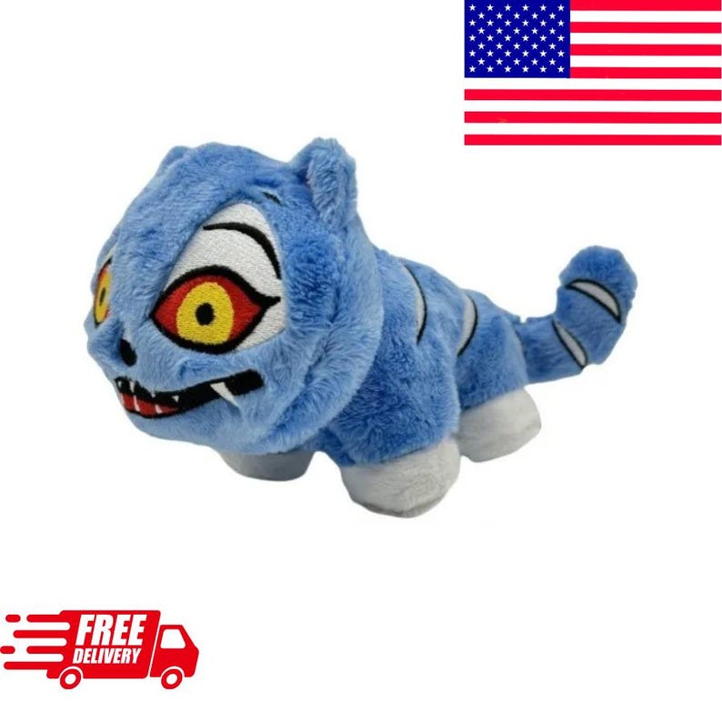 Blue Tiger Plush Toy Kawaii Anime Stuffed Animal Cute Monster Cat ...