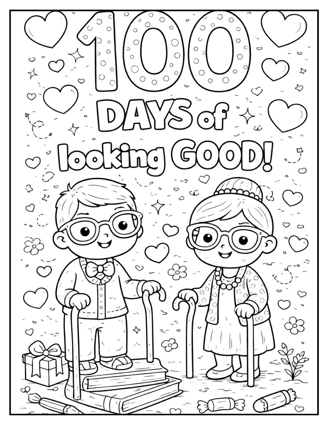 100th Day of School Coloring Pages - Etsy