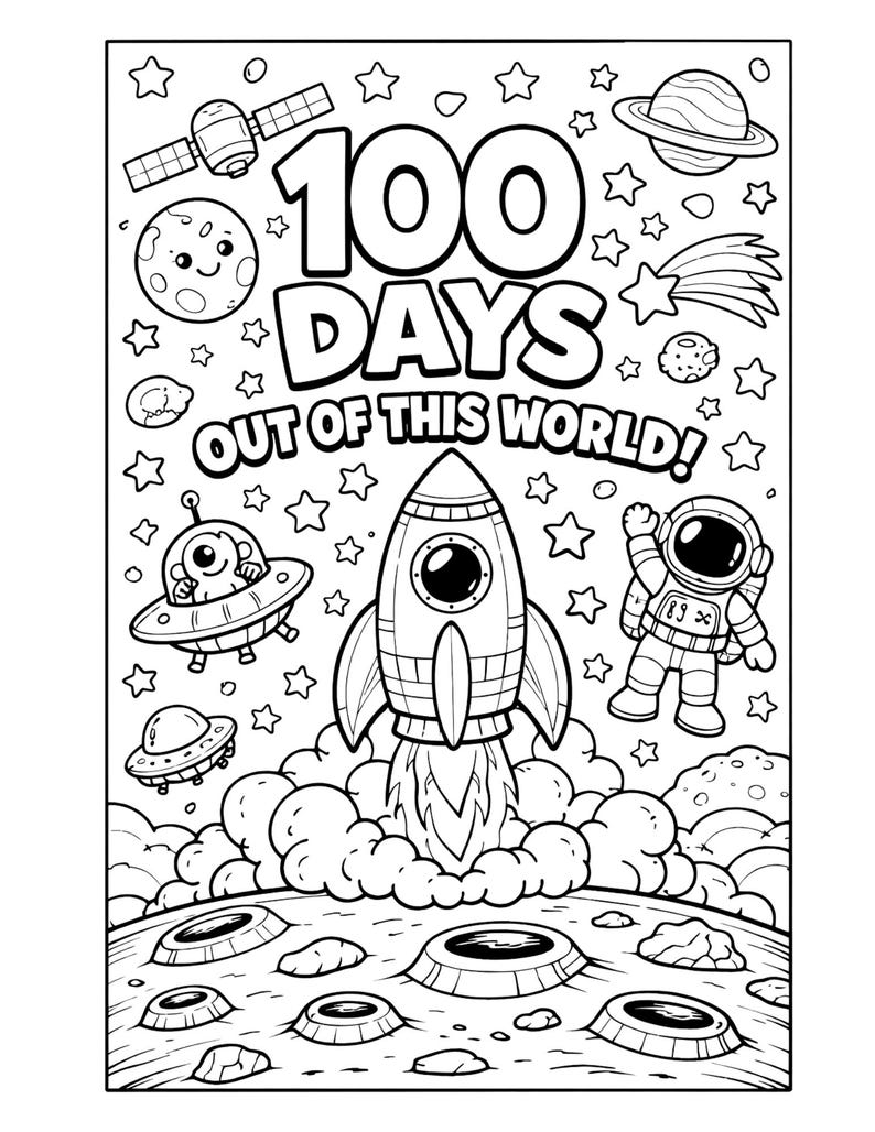 100th Day of School Coloring Pages - Etsy