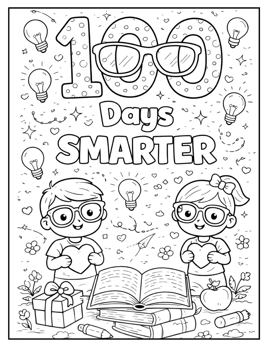 100th Day of School Coloring Pages - Etsy