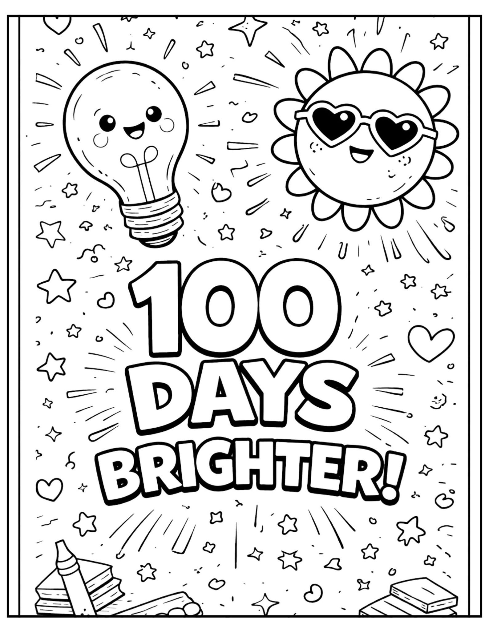 100th Day of School Coloring Pages - Etsy