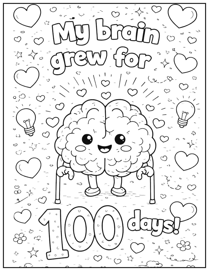 100th Day of School Coloring Pages - Etsy