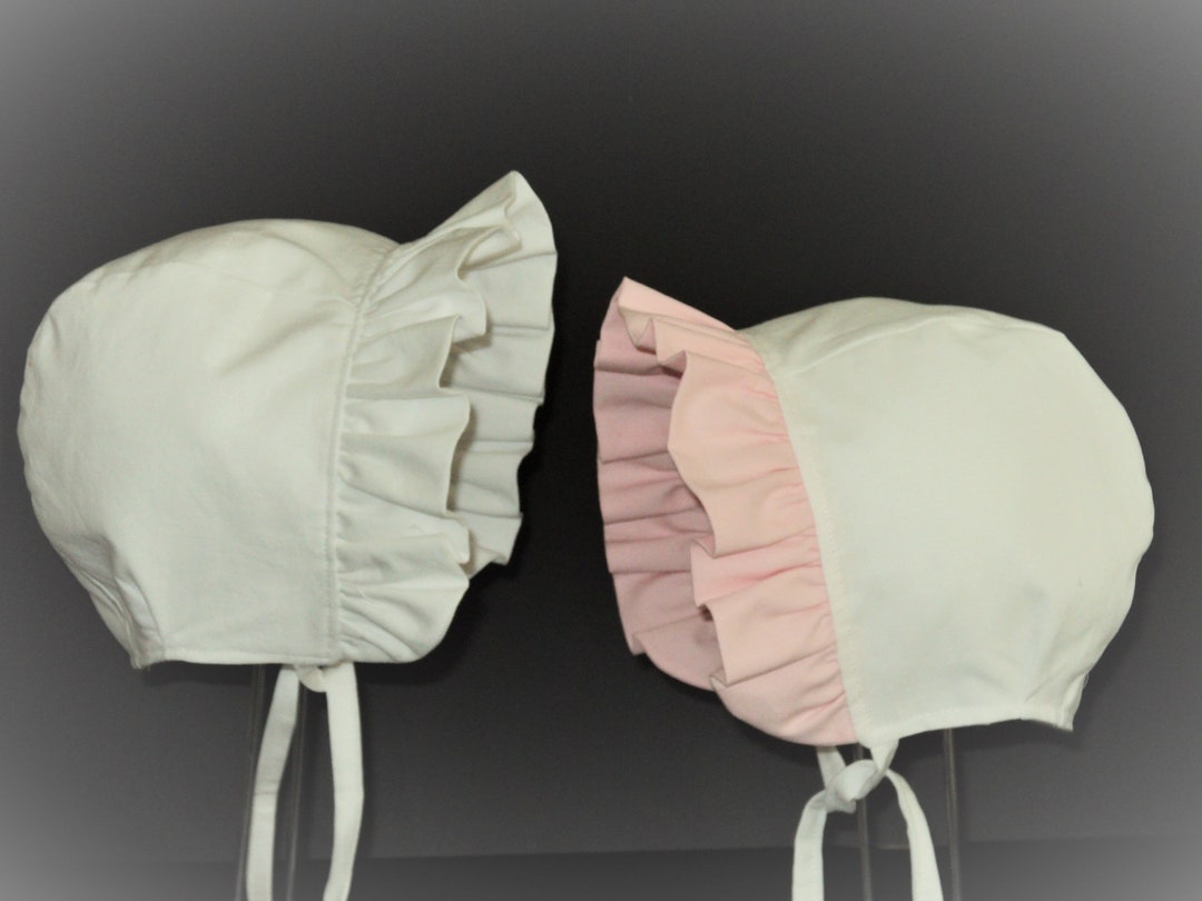 White ruffle bonnet size 3-6 months, Baby girl sun hat, Infant sun ...