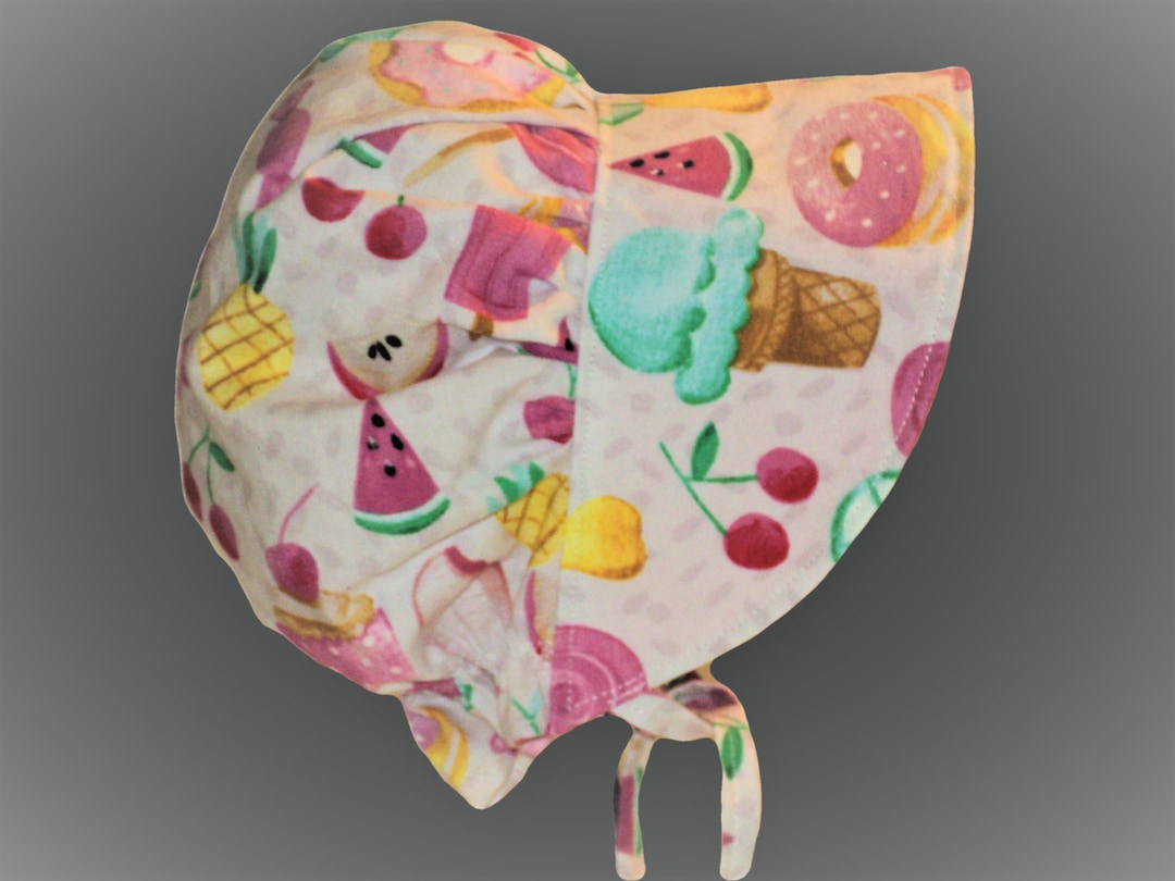 Pink Baby Girl Bonnet, Summer Treats & Ice Cream Toddler Sun Hat for ...