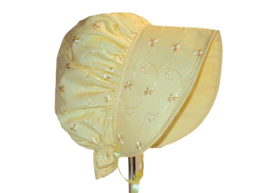 Yellow Eyelet Baby Bonnet, Girl Sun Hat for Spring, Summer and Fall ...