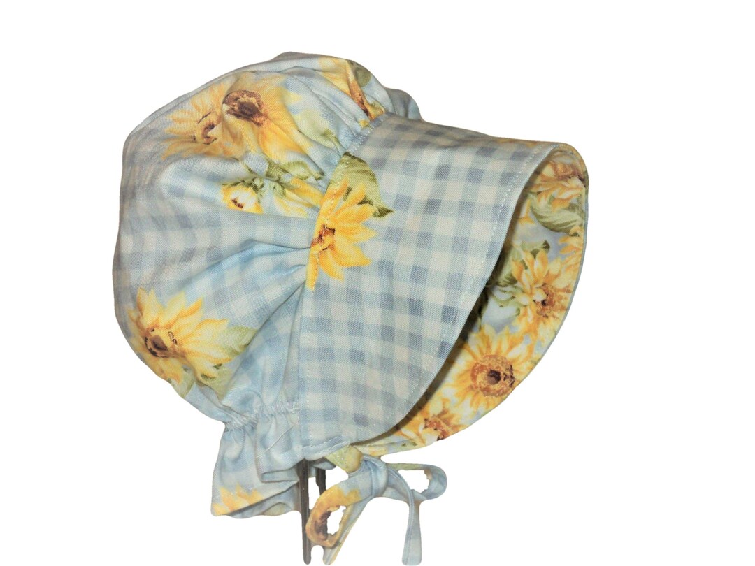 Floral Baby Bonnet, Girl Sun Hat, Toddler Sun Bonnet, Sunflower Cotton ...