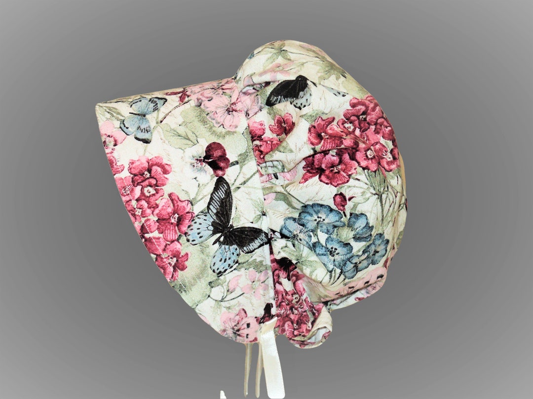 Floral Butterfly Bonnet, Baby Girl Sun Hat for Spring, Summer and Fall ...