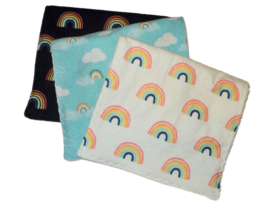 Rainbow Baby Burp Cloth Set, 3 Burping Rags With Embroidery, Handmade ...