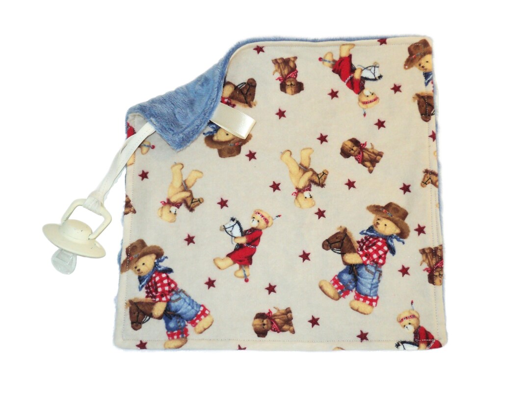 Cowboy Baby Pacifier Lovey, Minky and Flannel Soother Lovie, Mini ...