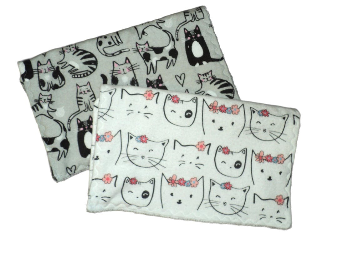 Kitty Cat Burp Cloth Set of 2, Fun Cat Lover Gift, Burping Pads With ...