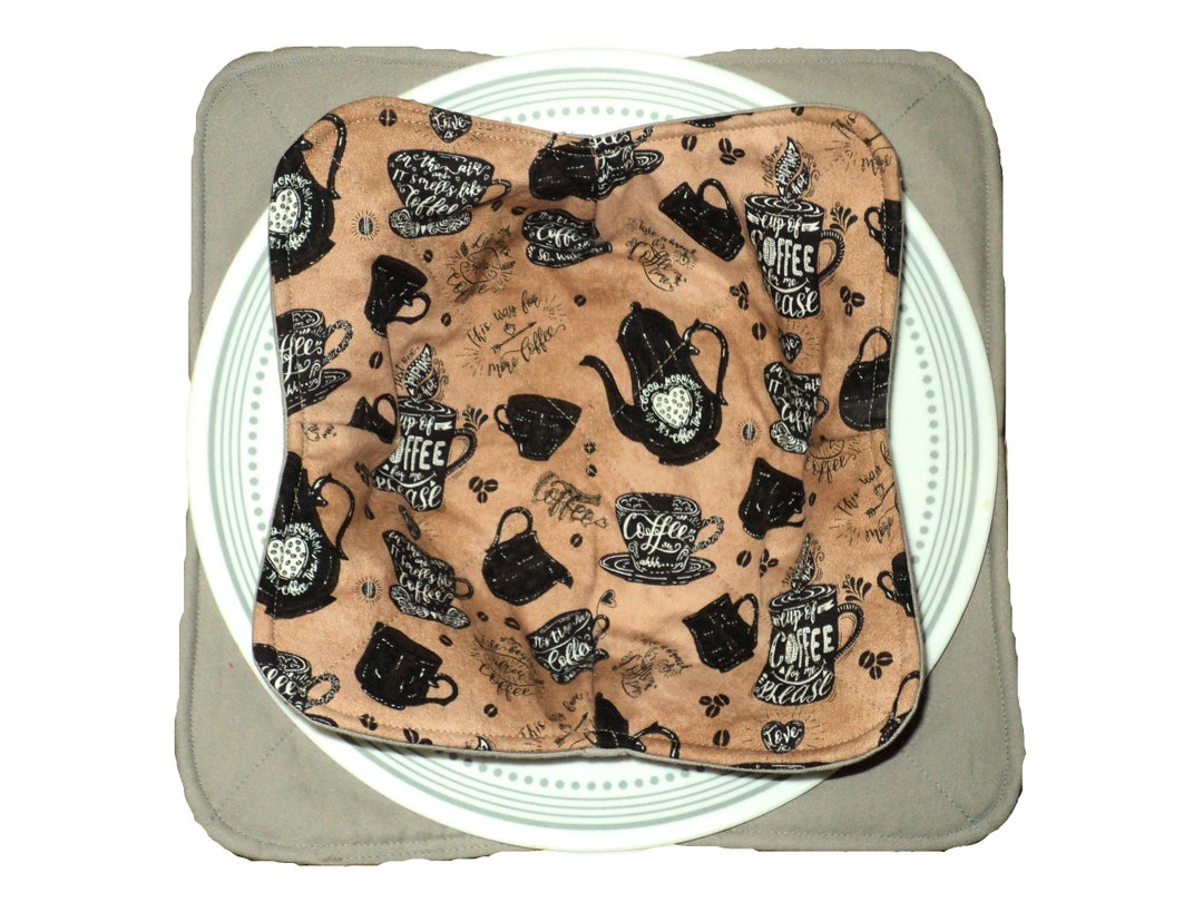 Coffee Time Plate Cozy, Bowl Holder, Microwavable and Reversible Hot or ...