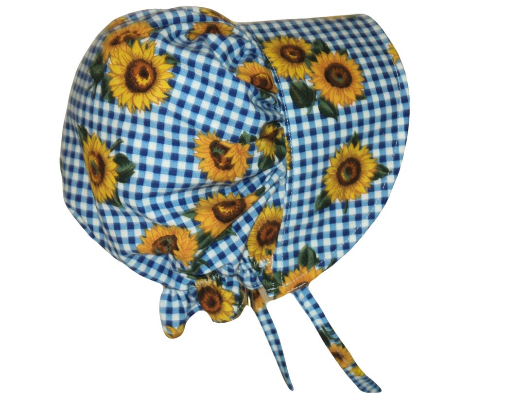 Sunflower Baby Bonnet, Toddler Girl Floral Sun Hat, Infant Sun Bonnet ...