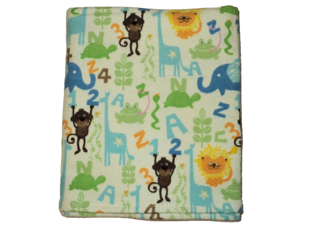 Jungle Animals Baby Receiving Blanket, Soft Flannel Swaddle, Handmade ...