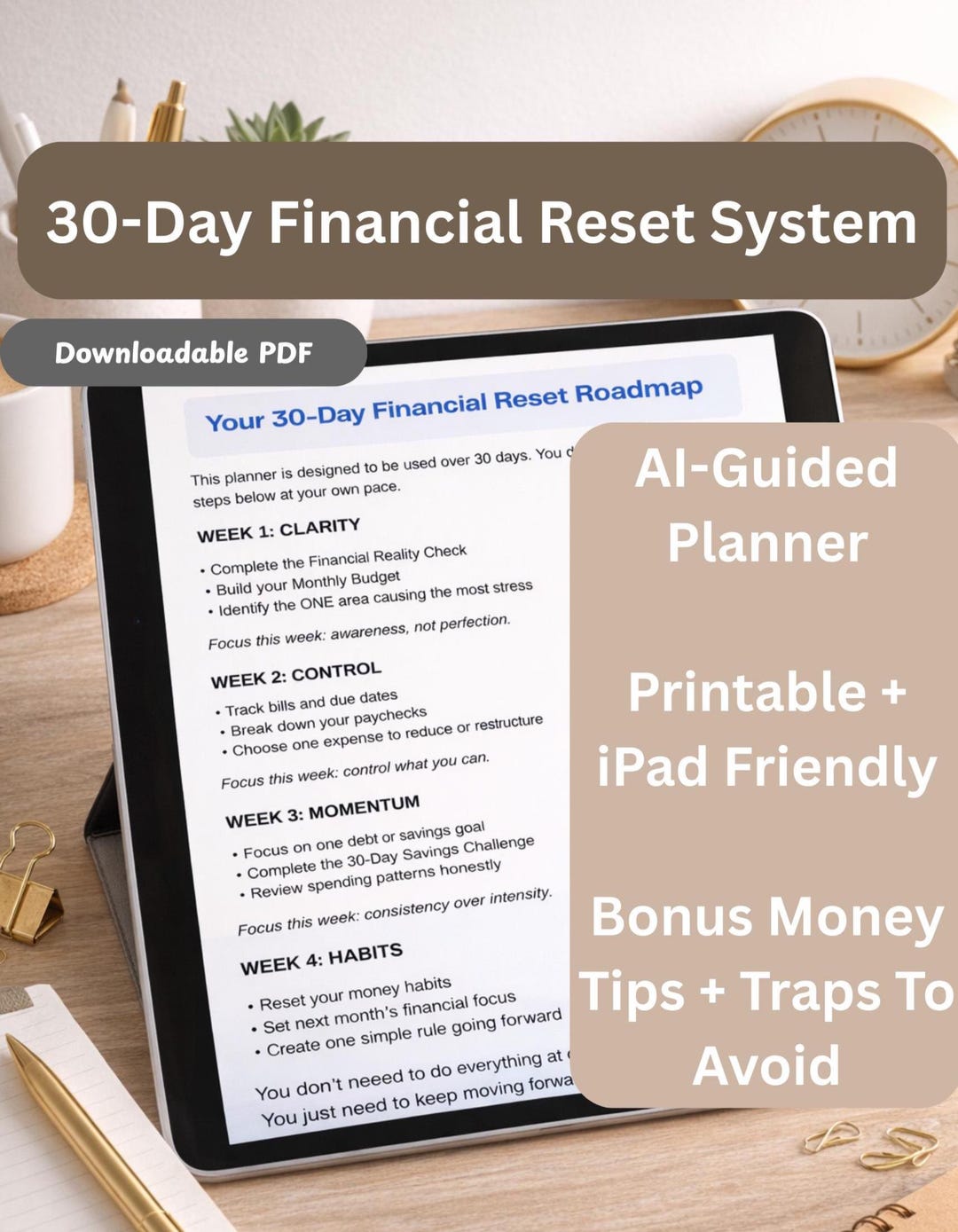 Ai-guided 30-day Financial Reset Planner | Budget & Debt Tracker ...