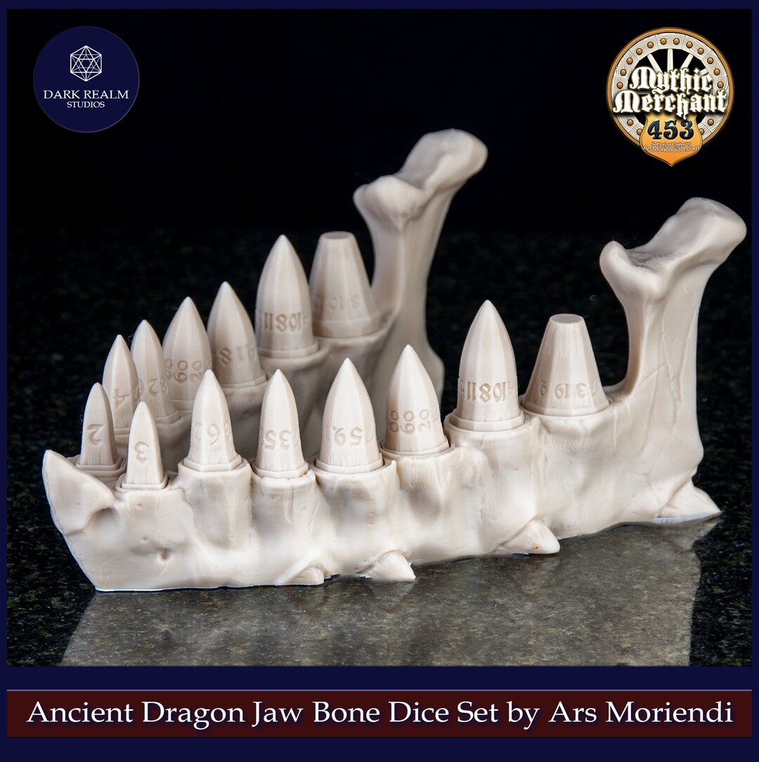 Ancient Dragon Jawbone Dice Set, Dice Holder, Dice, Rpg Dice, Dungeons ...