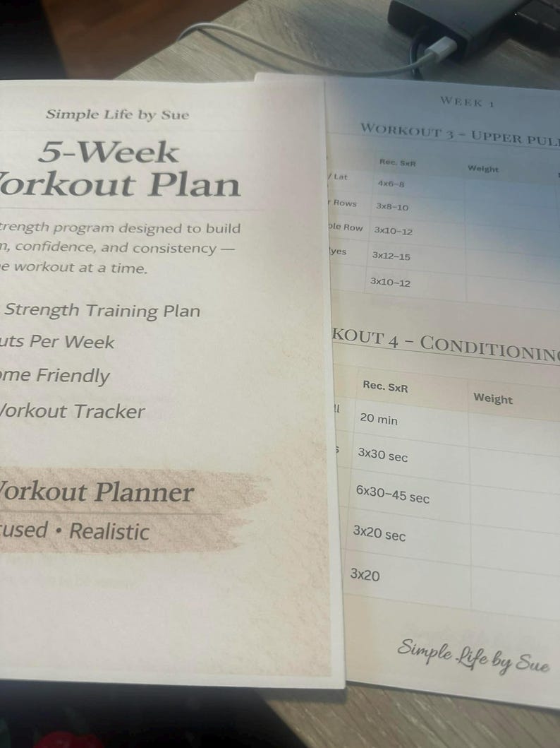 5 Week Strength Training Plan | Printable & Excel Workout Tracker (PDF ...