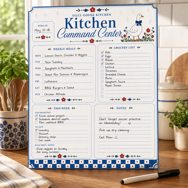 Kitchen Command Center Printable | Family Planner | Weekly Organizer ...