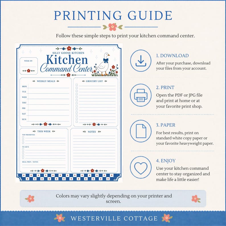 Kitchen Command Center Printable | Family Planner | Weekly Organizer ...