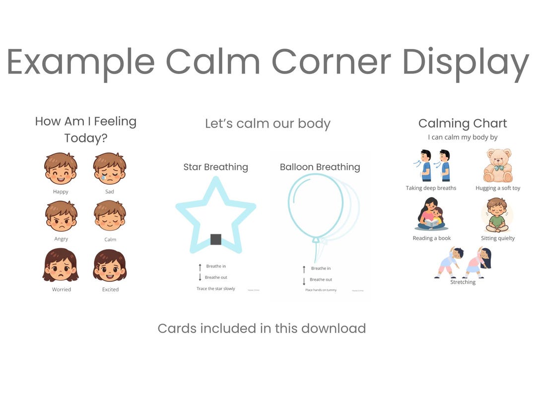 Calm Corner Breathing Cards for Kids: Emotional Regulation (printable ...