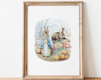 Peter Rabbit, Vintage Bunny Nursery Wall Art, Nursery Wall Art, Rabbit ...