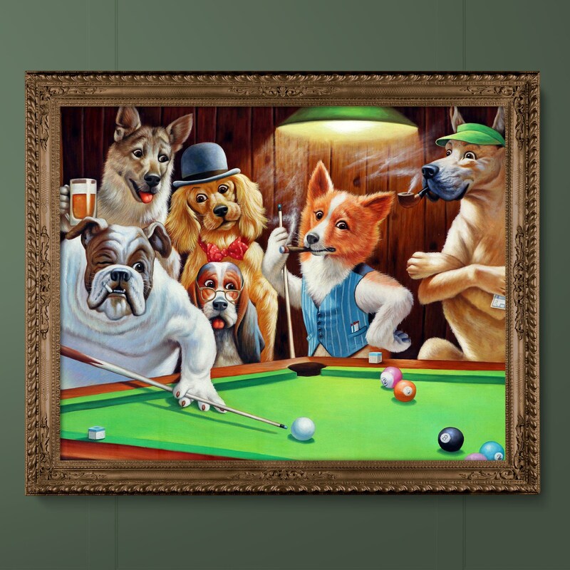 Dogs Playing Pool - Etsy