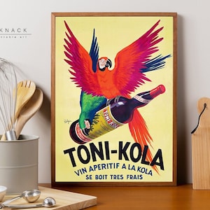 French Vintage Alcohol Poster Toni-kola's Parrot | Printable Wall Art ...