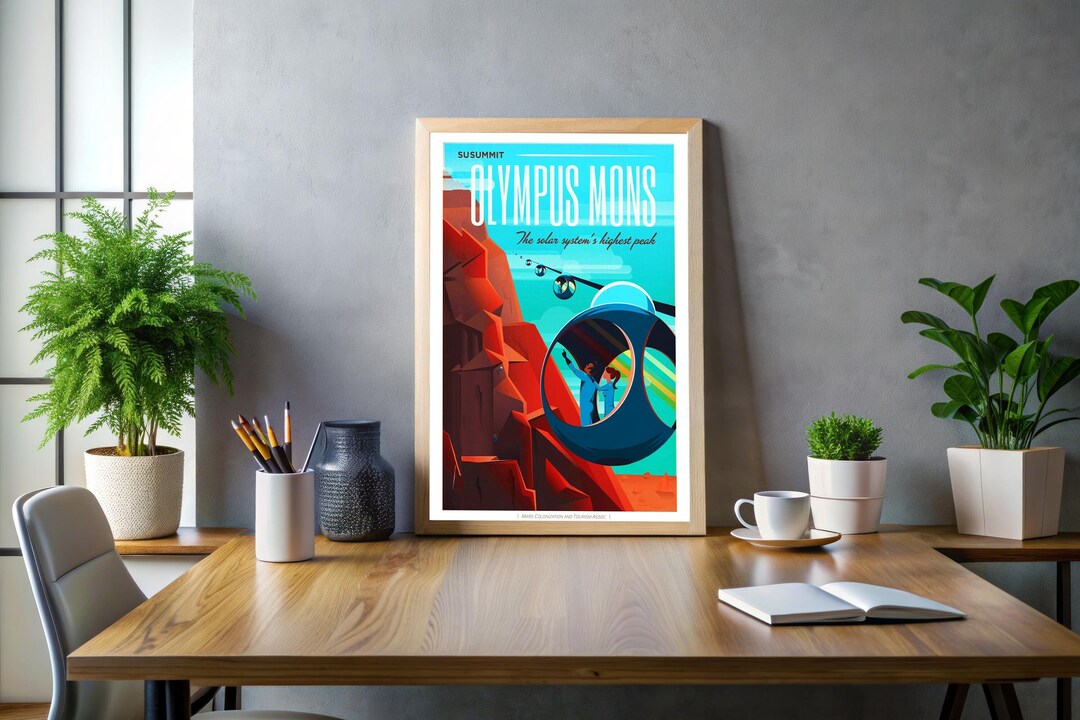 Space Poster Olympus Mons | Printable Wall Art Space Travel to Mars ...