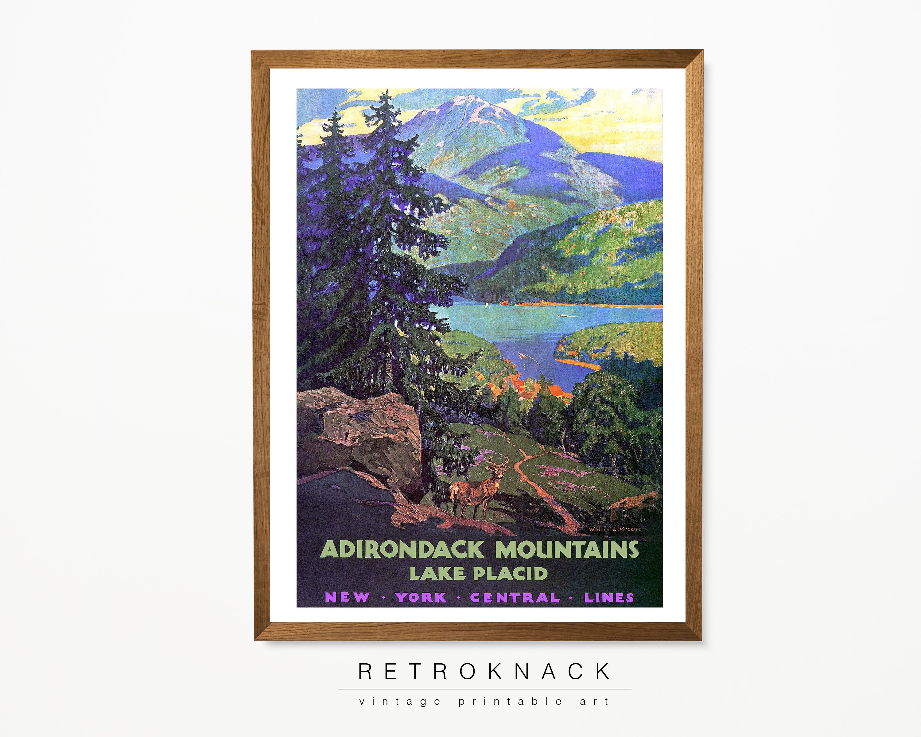 ADIRONDACK Park Poster | Printable Wall Art | New York Print, Mountains ...