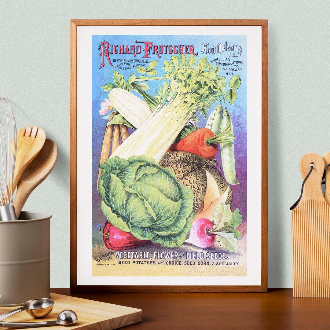 Vegetable Seeds Vintage Advertising Poster | Printable Wall Art, Food ...