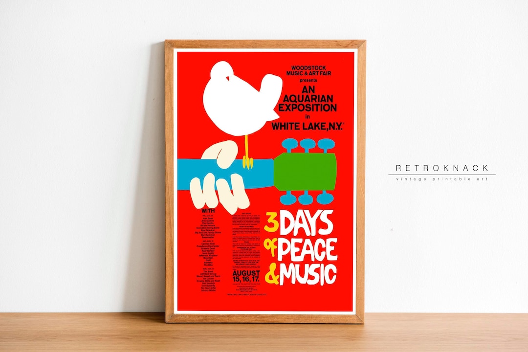 3 Days of Peace & Music | Woodstock Poster | Printable Wall Art | Gig ...