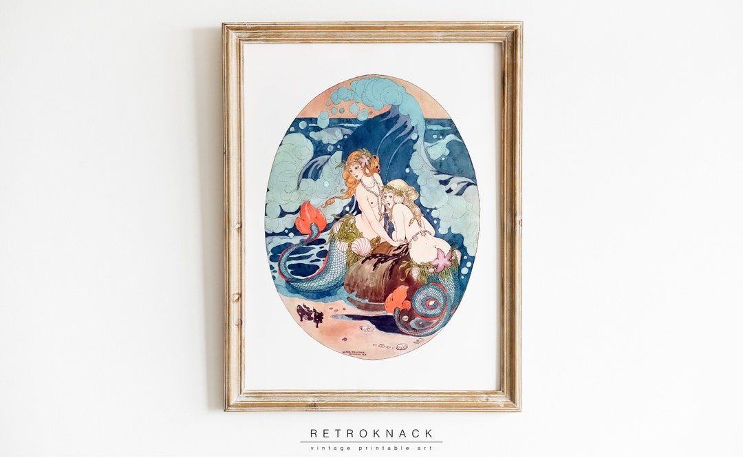 Mermaids at the Shore | Printable Wall Art | Mermaid Decor | Art Deco ...