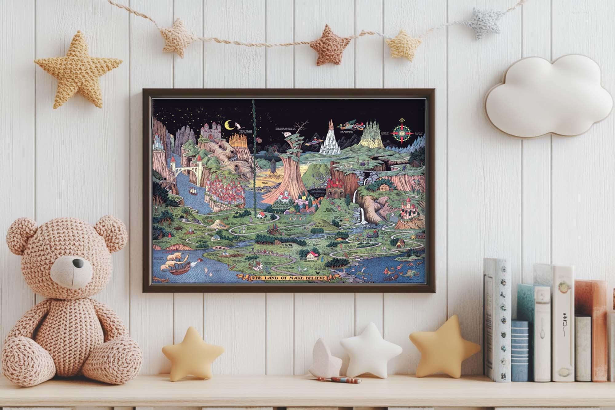 MAP of Make Believe Land | Printable Wall Art Fairyland | Map Art ...