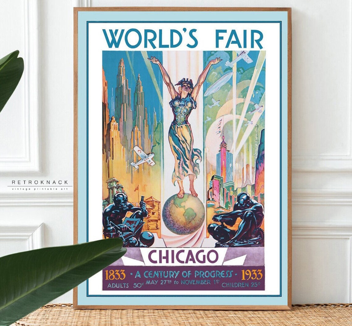1933 Retro Poster Chicago World's Fair | Printable Wall Art | Art Deco ...